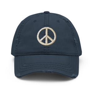 Embroidered Hippie Inspired Peace Sign Distressed Dad Hat – Boho Chic ...