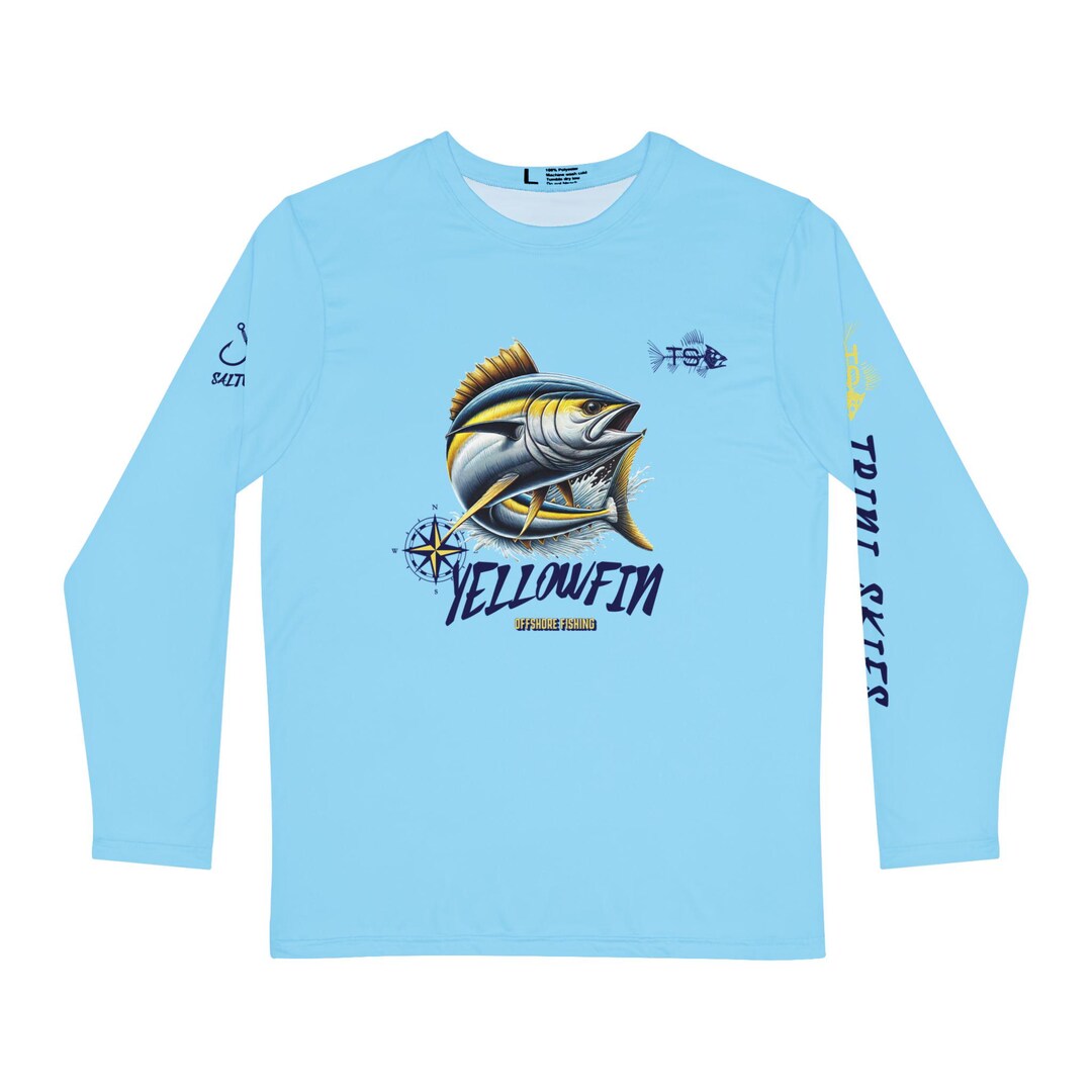Yellowfin Tuna Fishing Long Sleeve Shirt, Unisex 100% Polyester ...
