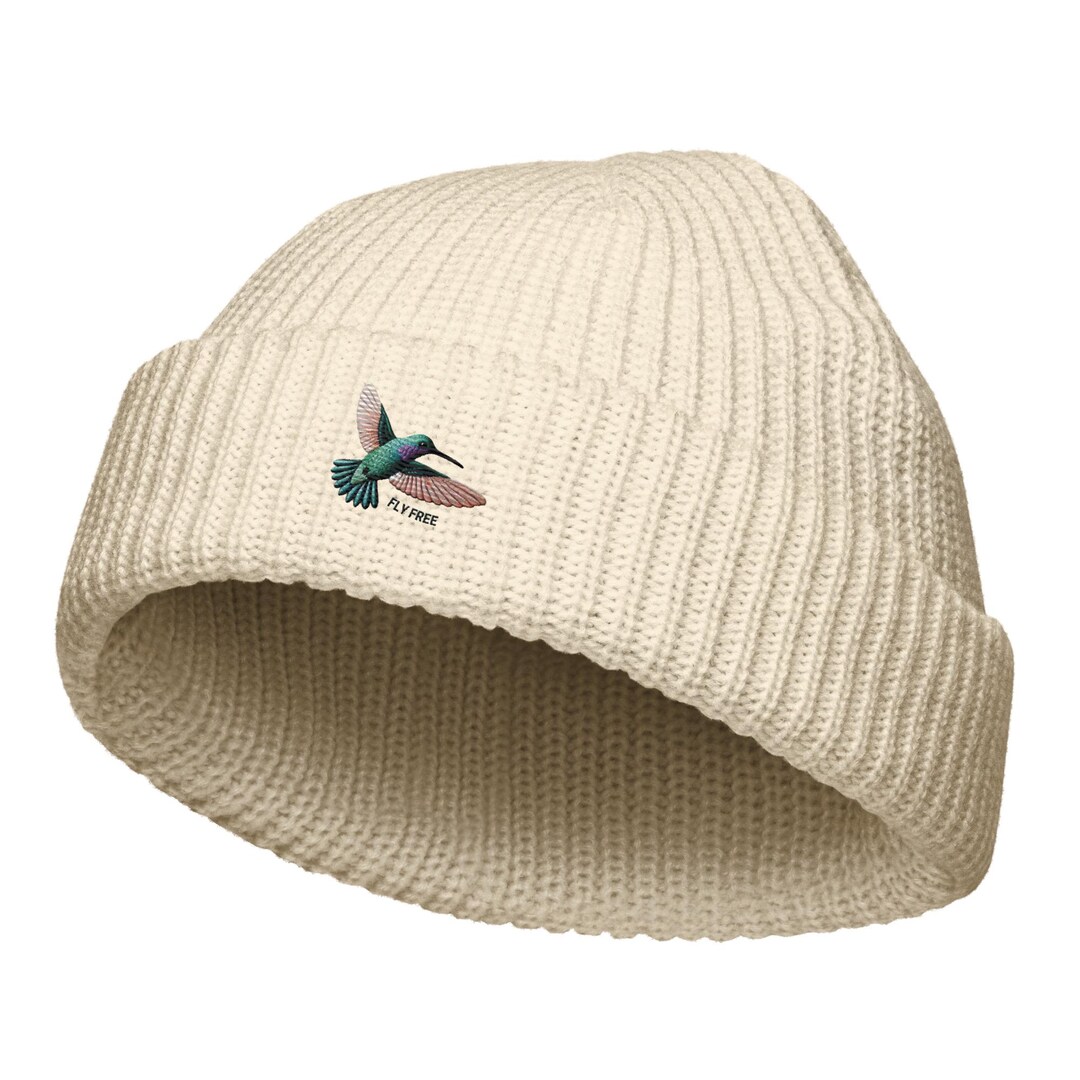 Embroidered Bird Hat Hummingbird Fisherman Beanie – Cozy Bird Watcher ...