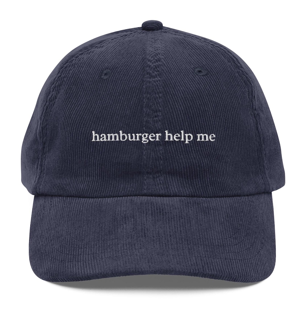 Hamburger Help Me Embroidered Vintage Corduroy Cap - Etsy
