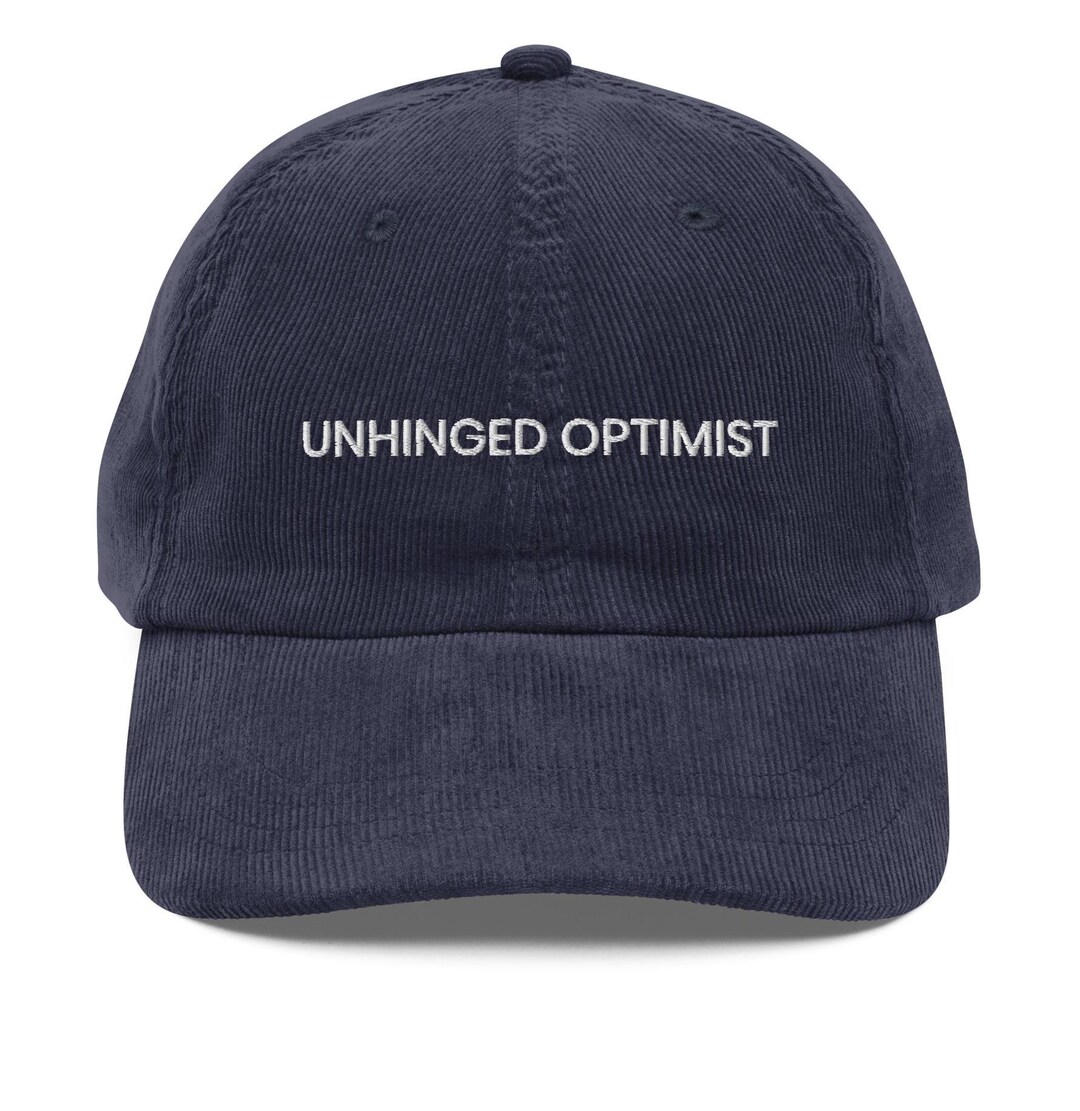 Unhinged Optimist Vintage Corduroy Cap - Unisex Retro Hat Embroidered ...