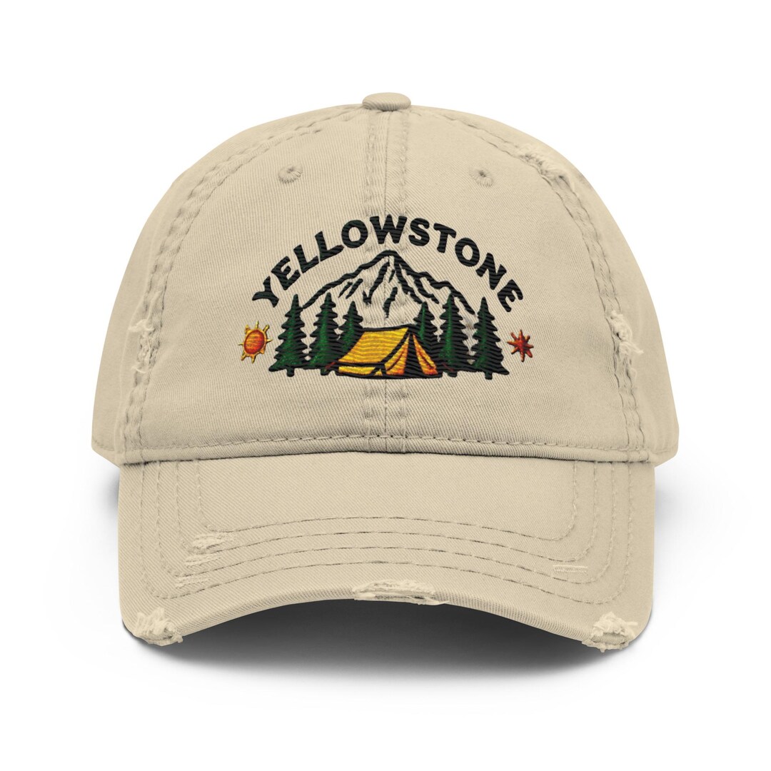 Yellowstone National Park Distressed Dad Hat | Camping & Nature Lover ...