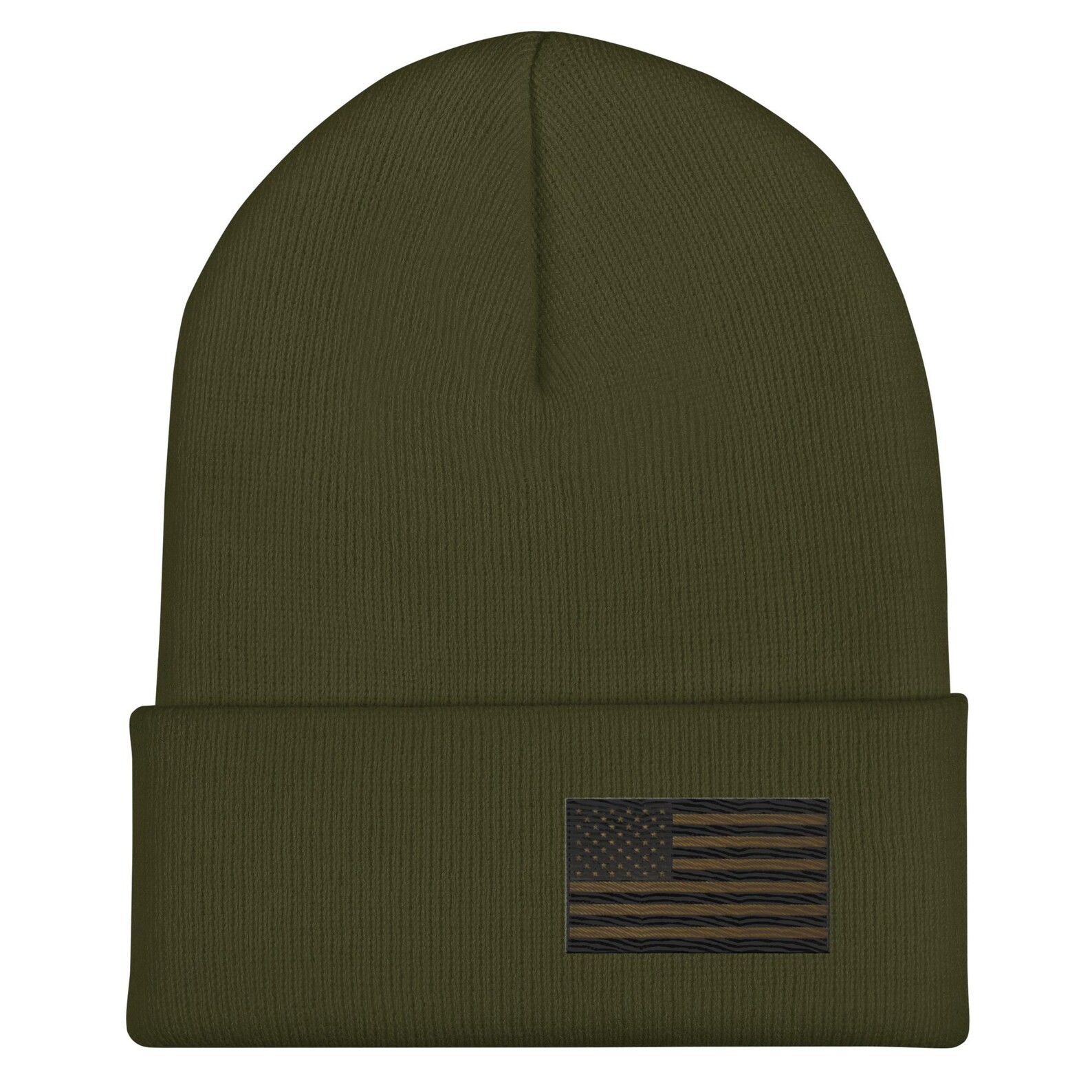 Patriotic Embroidered American Flag Cuffed Beanie, Unisex Warm Winter ...