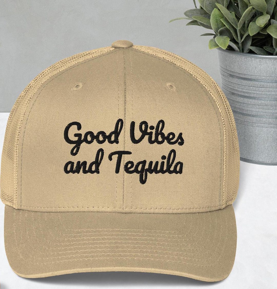 Good Vibes and Tequila Trucker Embroidered Cap Comfortable Stylish Hat ...