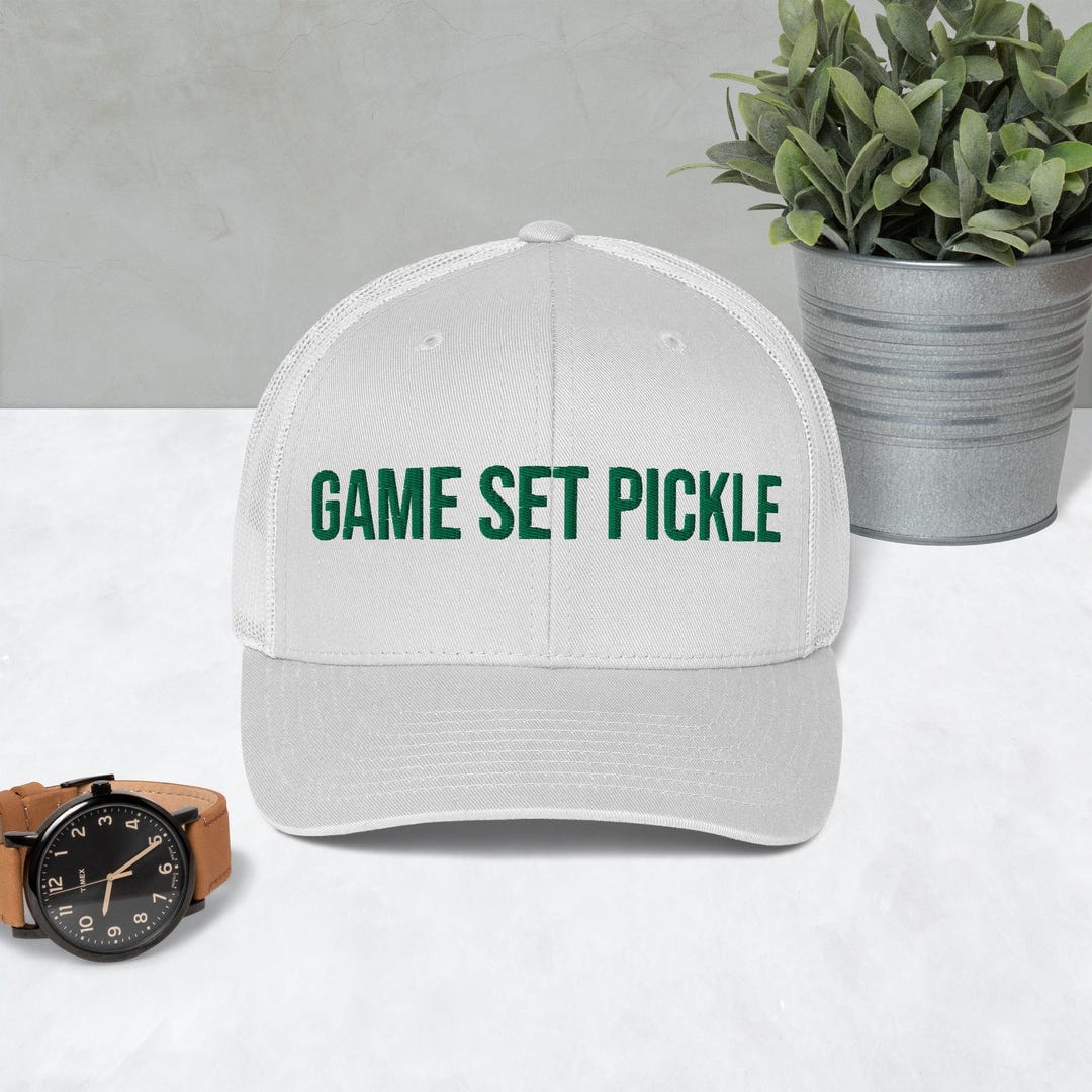 Pickleball Game, Set, Pickle Embroidered Trucker Cap Classic Six-panel ...