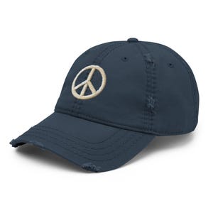 Embroidered Hippie Inspired Peace Sign Distressed Dad Hat – Boho Chic ...