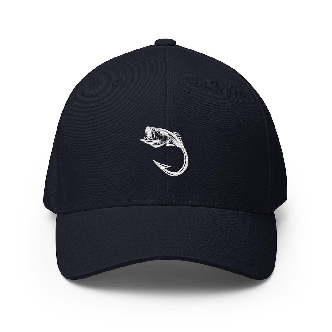 Hooked – Minimalist Fishing Flexfit Hat Boating Camping Hiking ...