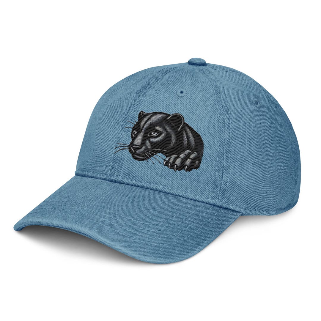 Embroidered Panther Denim Hat – A Fierce Addition to Your Wardrobe - Etsy