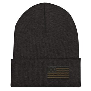 Patriotic Embroidered American Flag Cuffed Beanie, Unisex Warm Winter ...