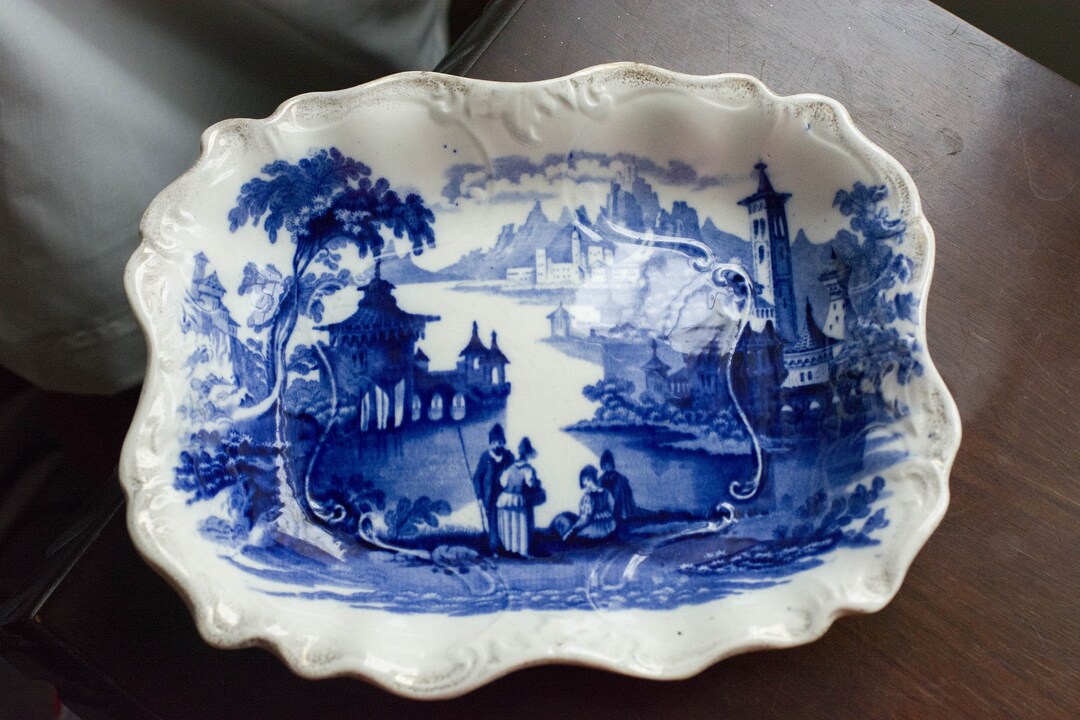 Antique White and Blue Dish Swinton York Decorative Platter "don ...