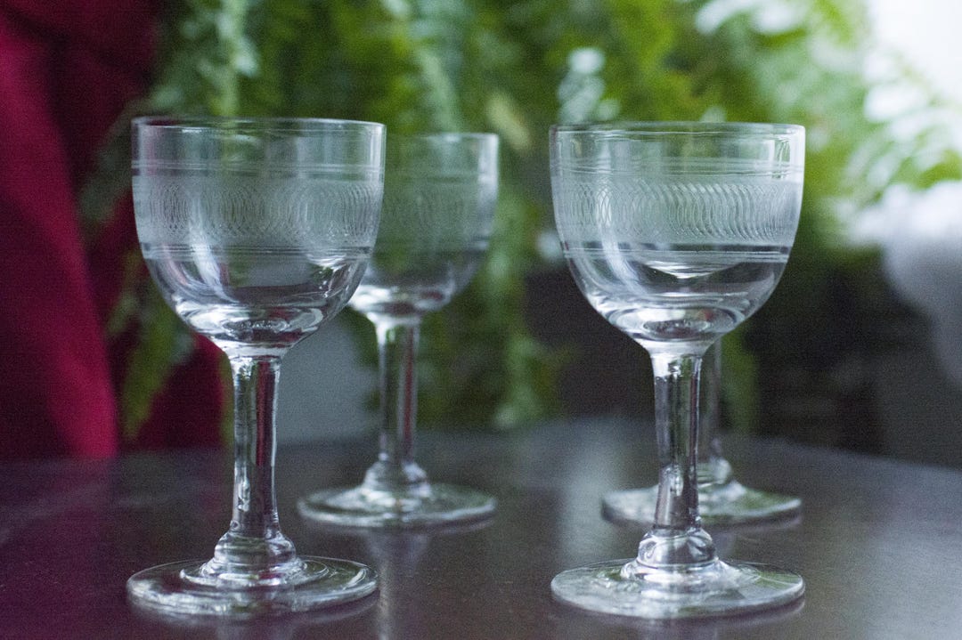 Set of 4 Victorian Drinking Glasses, 1860-1900, Sherry Glasses, Small ...