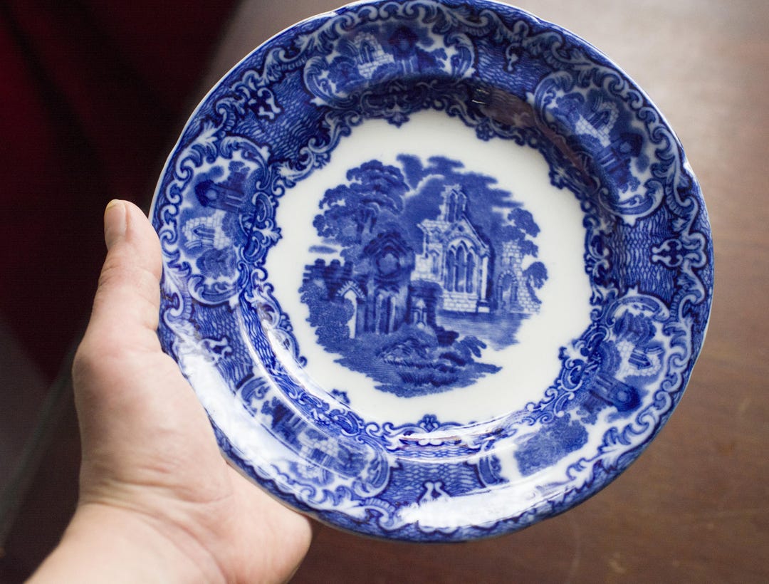 19 Cm Antique Side Plate, Blue and White, George Jones & Sons, ABBEY ...