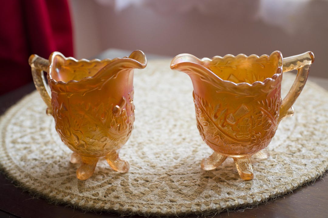 2 X Carnival Glass, Sowerby Glass Works Marigold "thistle and Thorn ...