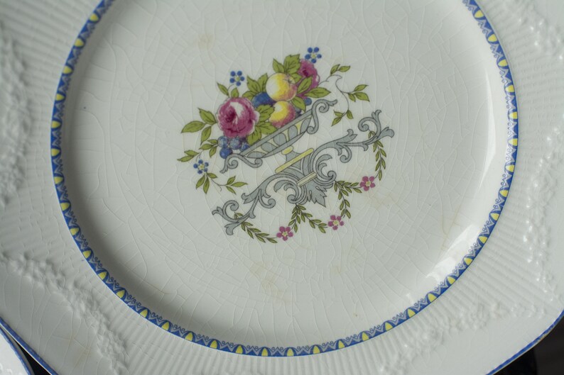 Set of 4 Plates, 9", Vintage Alfred Meakin, Flower Fruit Basket ...
