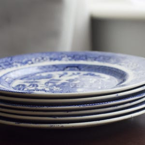 18cm 7 Set of 6 Side Plates Vintage Old Willow British Plates, Made in ...