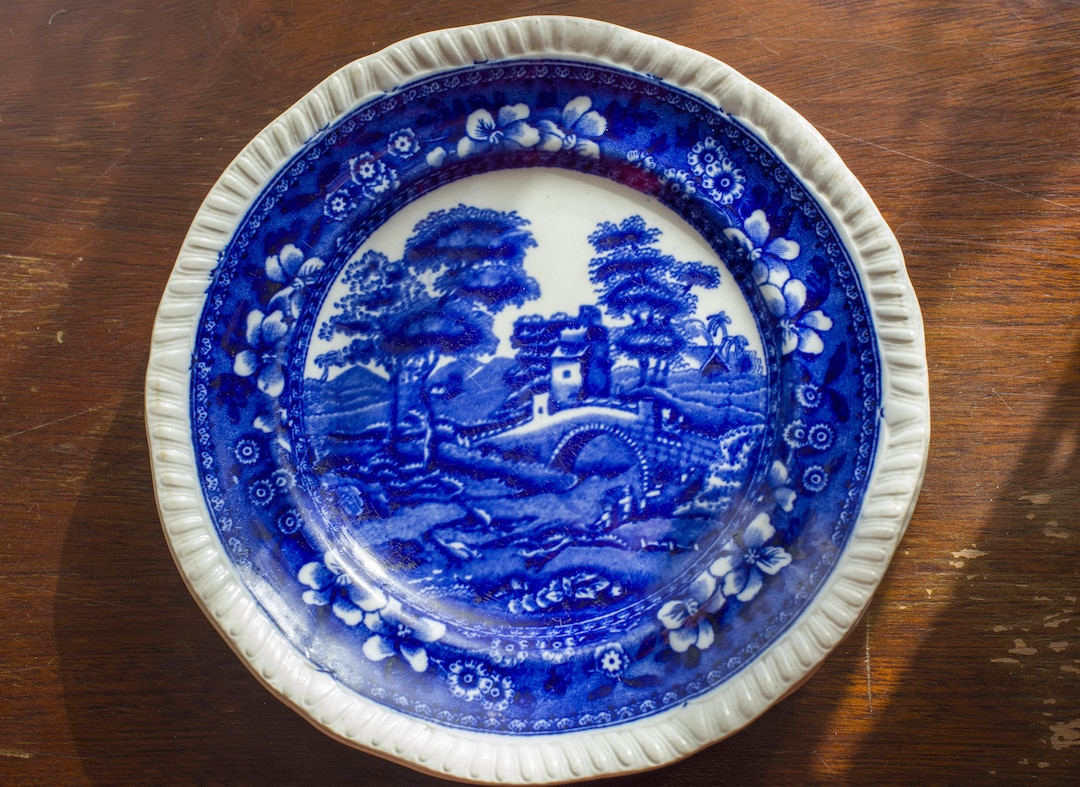 4x Original Antique Copeland Spode Tower Pattern Small Plate Blue and ...