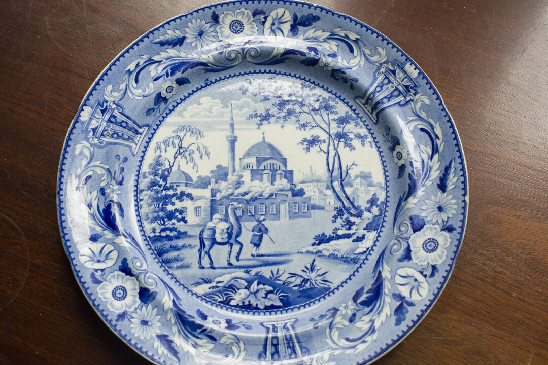 Antique Plate, 1830, Staffordshire Plate, Blue and White Transferware ...