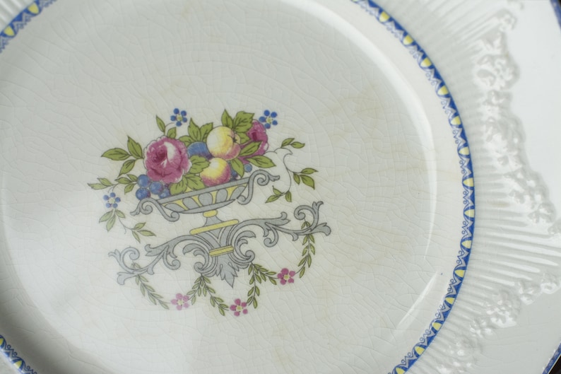 Set of 4 Plates, 9", Vintage Alfred Meakin, Flower Fruit Basket ...