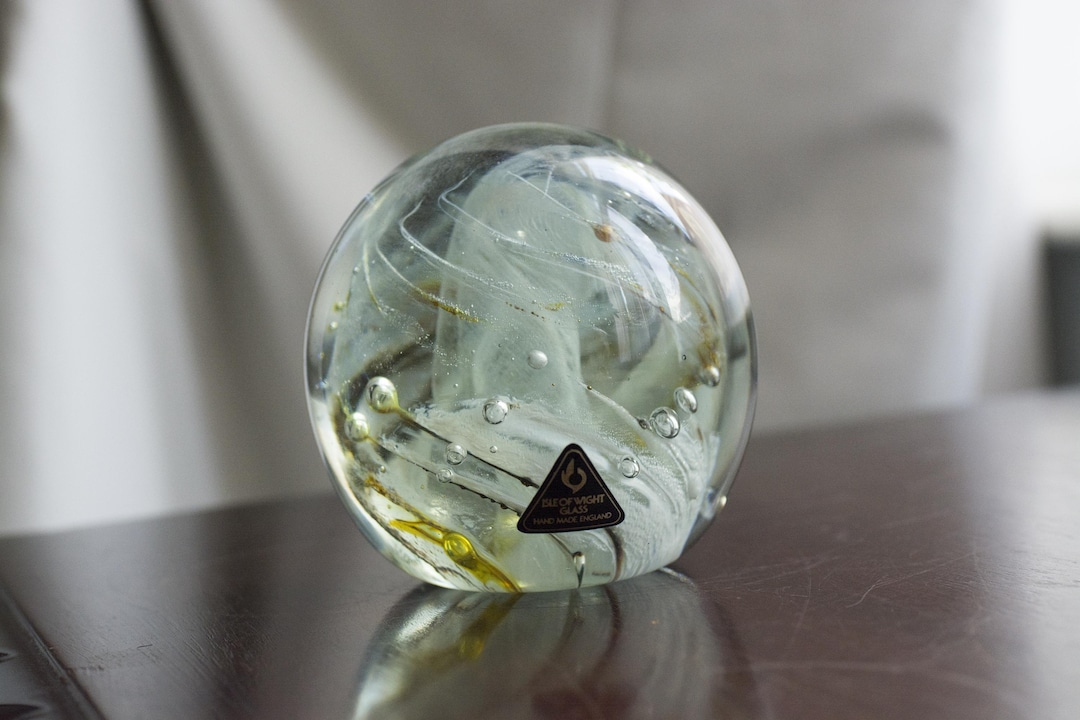 Vintage Large Glass Paperweight, Isle of Wight, 1970, Swirl Pattern ...