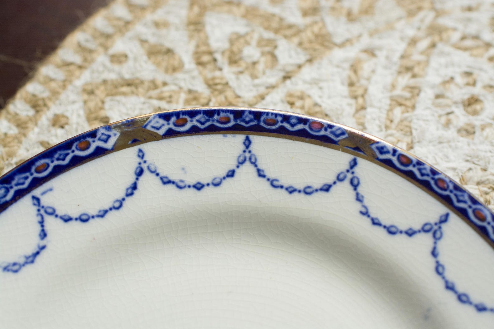 17.5 Cm (7") Set of 2 Side Plates, ANTIQUE Henry Alcock, Cobalt Band ...