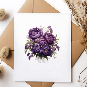 Watercolor Purple Peonies Clipart, Peony Flower Graphics in PNG and SVG ...
