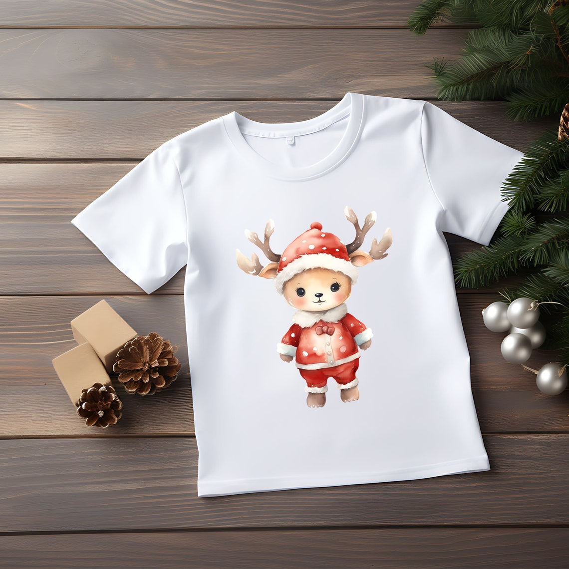 Christmas Cute Reindeer Clipart Bundle, 100 Watercolor Kids Reindeer ...
