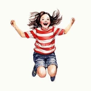 Cartoon Kids Clipart PNG, Cute Children Jumping With Joy, Happy ...