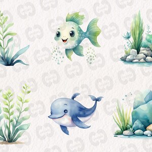 Watercolor Cute Undersea Clipart, Underwater Graphics in PNG & SVG for ...