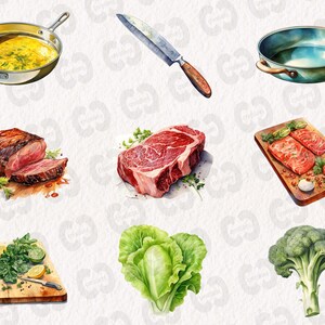 Watercolor Cooking Clipart Bundle, Kitchen Graphics in PNG and SVG ...