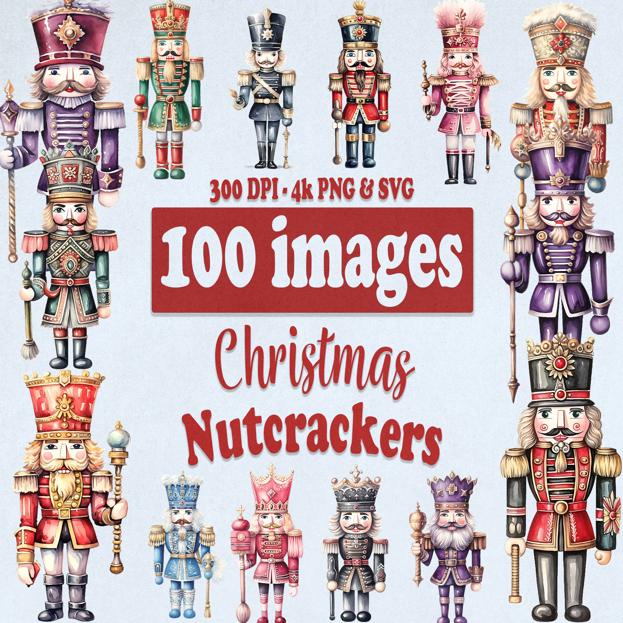 Christmas Nutcracker Clipart Bundle, Watercolor Xmas Nutcracker Clip ...