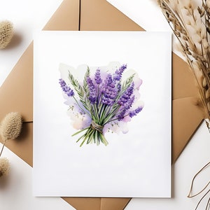 Watercolor Lavender Clipart Bundle, Purple Garden Graphics, Floral ...