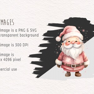 Christmas Cute Characters Clipart, Pink Watercolor Xmas Clip Art SVG ...