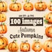 Autumn Cute Pumpkin Clipart Bundle, Watercolor Fall Pumpkin Clip Art ...