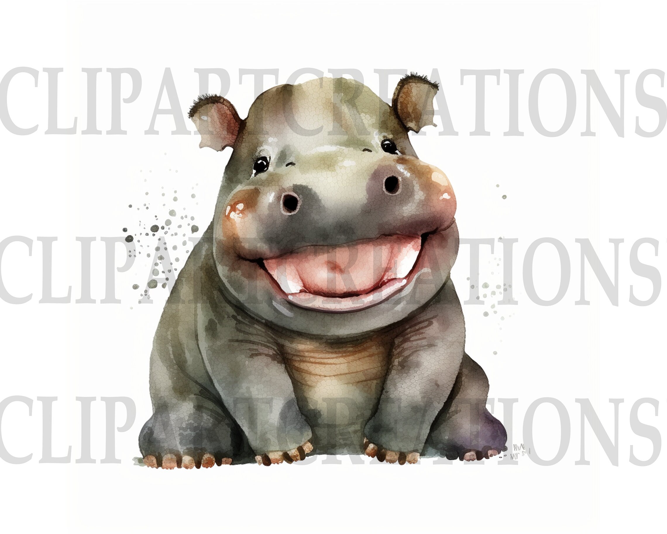 13 Safari Baby Animals Watercolor Clipart, Pngs, Paper Crafts, Cute ...