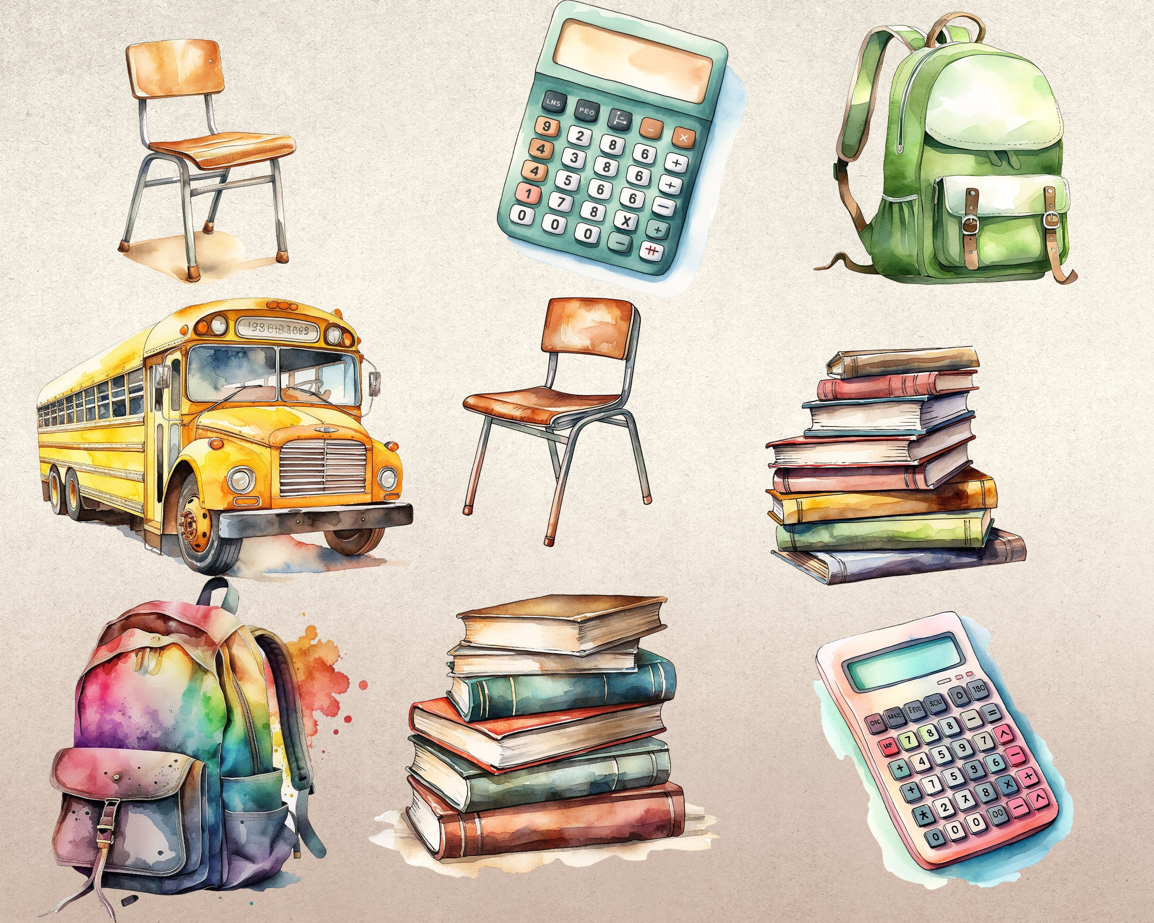 Back to School Clipart Bundle 60 Watercolor Back to School - Etsy