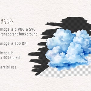 Watercolor Clouds Clipart Bundle, Blue Cute Cloudy Graphics, Sky ...
