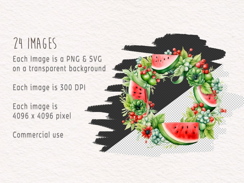 Watercolor Watermelons Clipart Bundle, Cute Food Graphics in PNG and ...