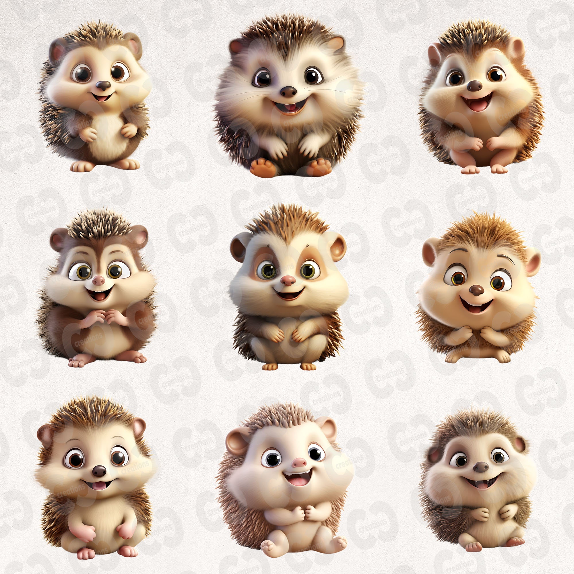 Cute Hedgehog Clipart Bundle, Clip Art Set of 20 High Quality Pngs ...