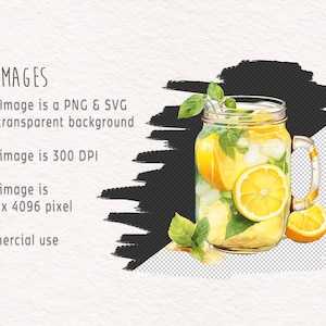 Watercolor Lemon Clipart Bundle, Cute Lemonade Graphics in PNG and SVG ...
