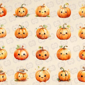 Autumn Cute Pumpkin Clipart Bundle, Watercolor Fall Pumpkin Clip Art ...