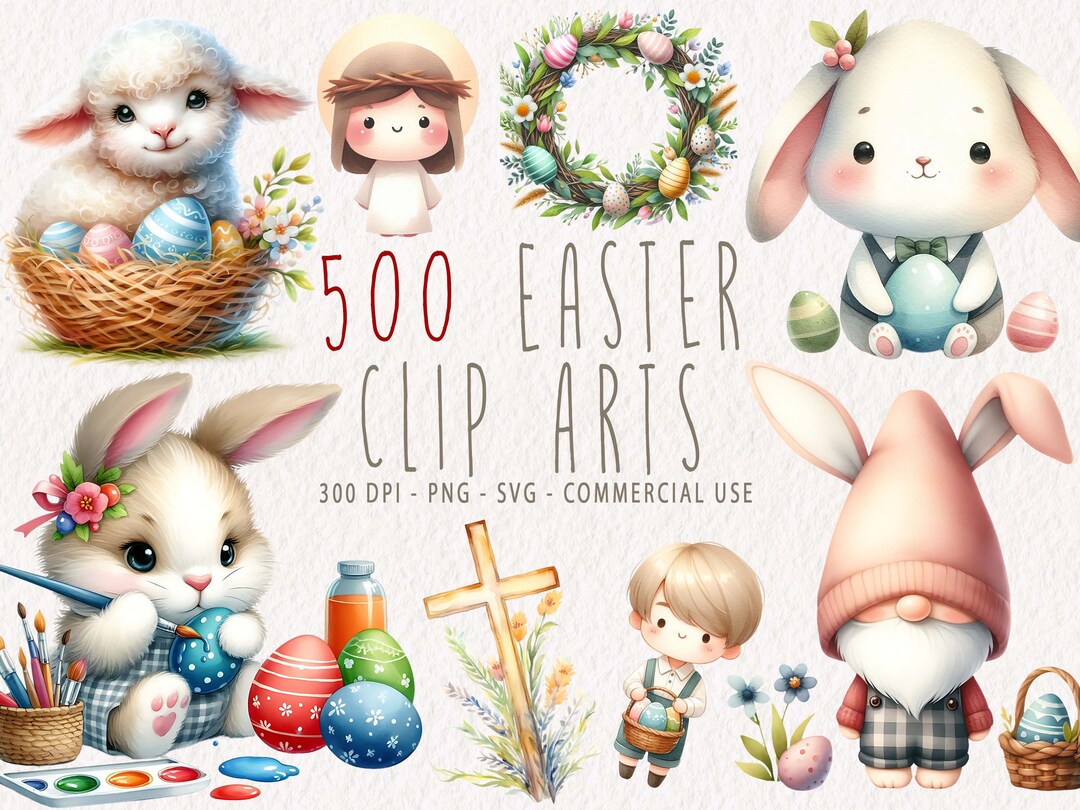 Mega Easter Clipart Bundle, Easter Graphics Clip Art PNG, Cute Easter ...