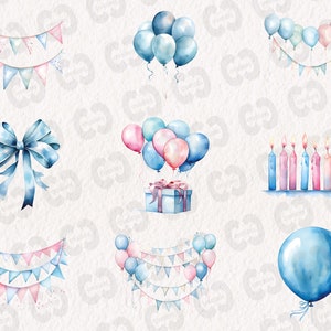 Pastel Birthday Clipart Bundle, Watercolor Birthday Party Clip Art ...