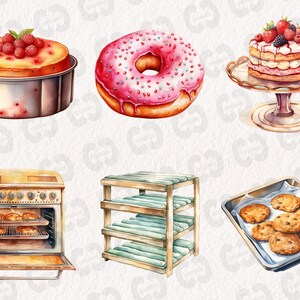 Watercolor Baking Clipart Bundle, Bakery Kitchen Graphics in PNG and ...