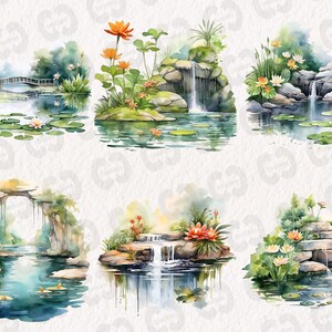 Watercolor Lily Ponds Clipart, Green Frog Graphics in PNG and SVG, Cute ...
