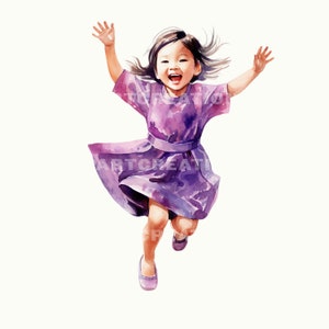 Cartoon Kids Clipart PNG, Cute Children Jumping With Joy, Happy ...
