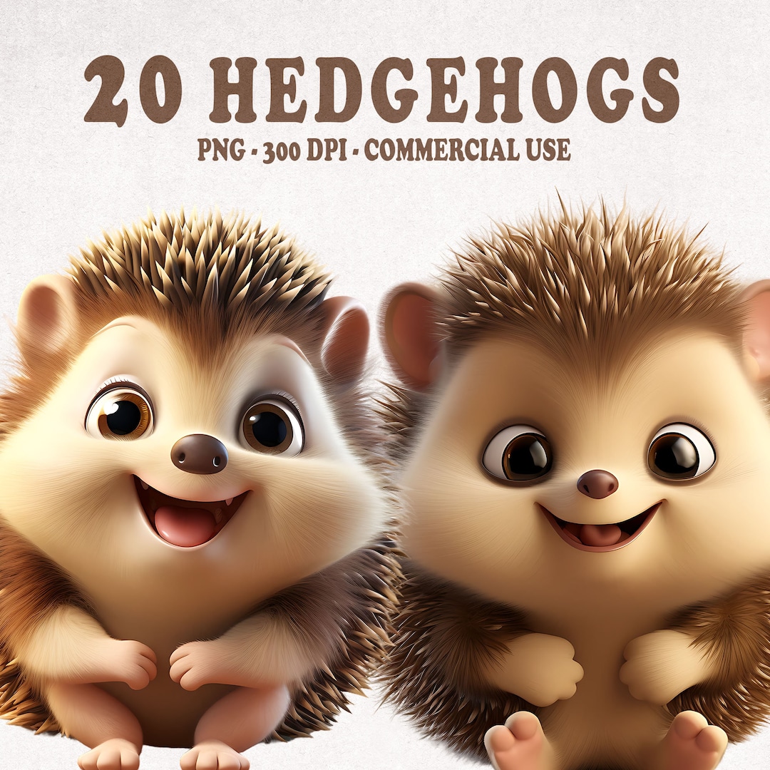 Cute Hedgehog Clipart Bundle, Clip Art Set of 20 High Quality Pngs ...