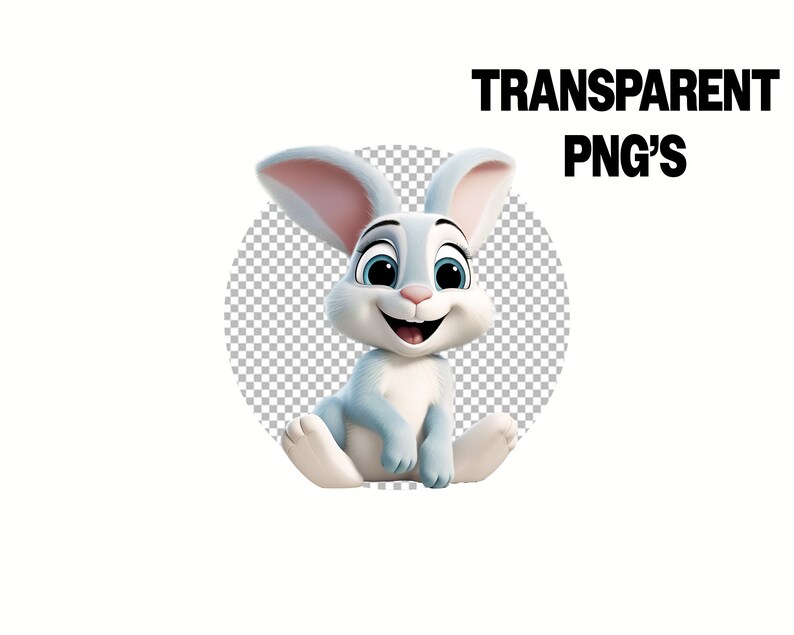 Buy Cute Bunny Clipart PNG, Clip Art Set of 10 Animated Bunnies, Paper ...
