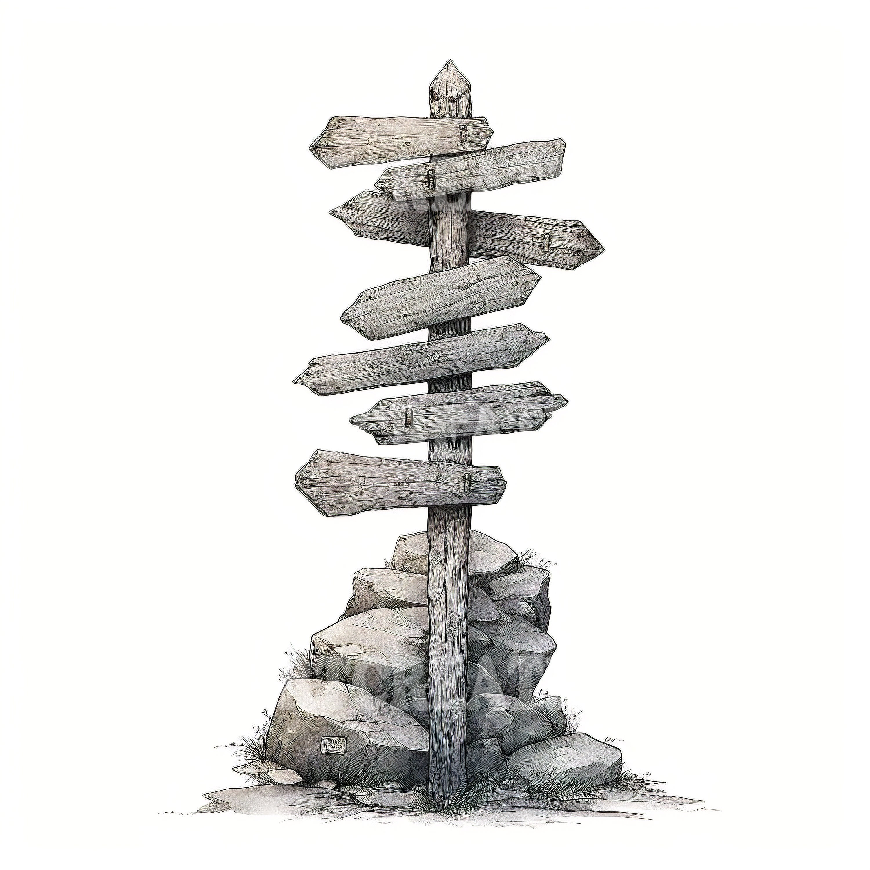 Watercolor Stone Signs Clipart, 14 Wooden Signs Clip Art Stone Sign ...