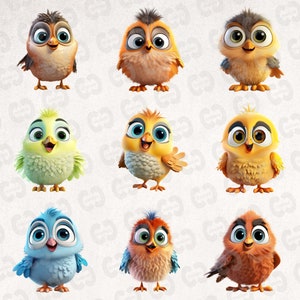 Cute Bird Clipart Bundle, Clip Art Set of 50 High Quality Pngs, Happy ...