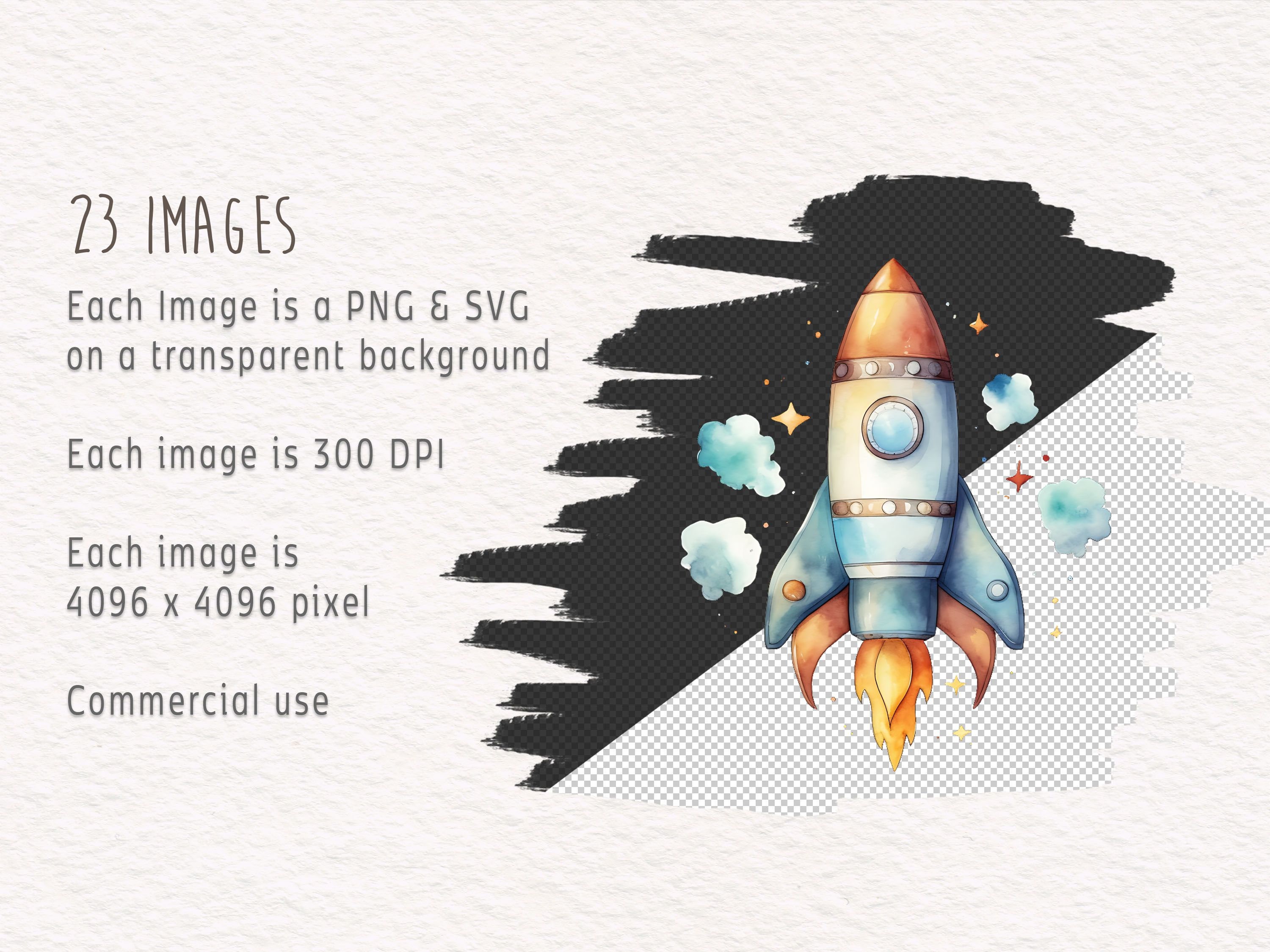 Watercolor Cute Space Clipart Bundle, Happy Sun Spaceship Outerspace ...